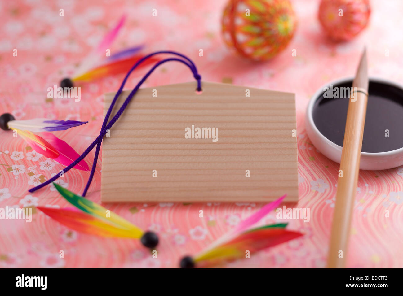 Prayer Blocks and calligraphy brush Stock Photo - Alamy