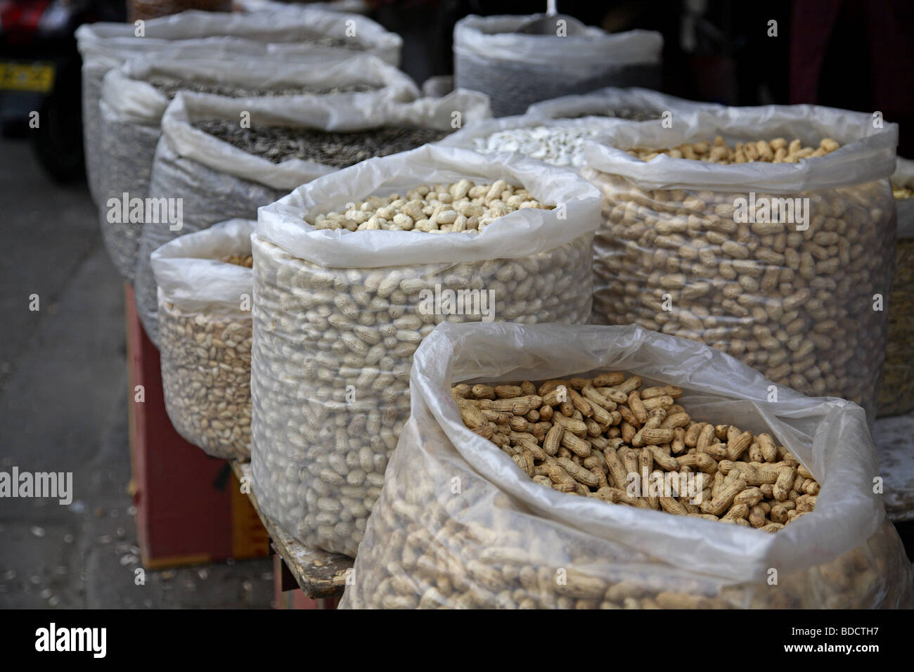 Peanuts for sale in bags at Dajing Road market, Shanghai, China Stock ...
