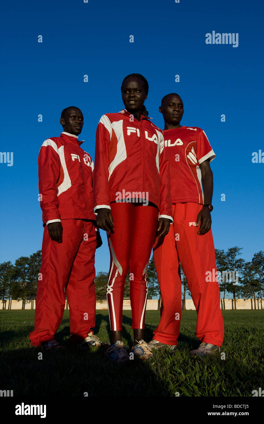 Professional runners from Africa training in Brazil for street races or ...