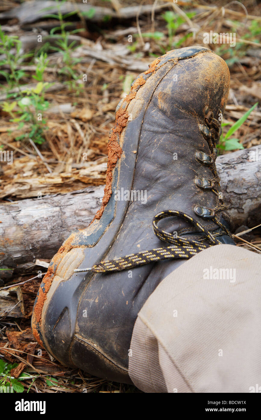 ASOLO BRAND LEATHER HIKING BOOT CAKED WITH GEORGIA CLAY TOUGH WET FIELD ...