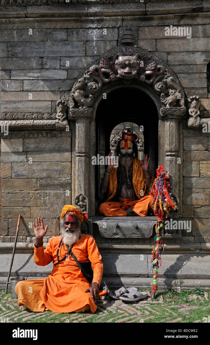 friendly Sadhu hindu hindi holy men covered painted traditional ash and ...