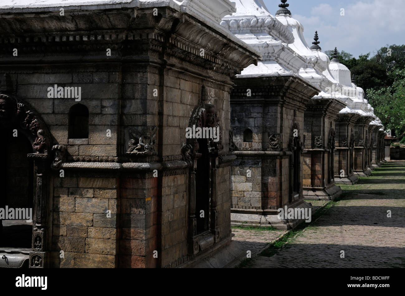Pashupatinath Kathmandu Nepal line row of votive shrines chaityas ...