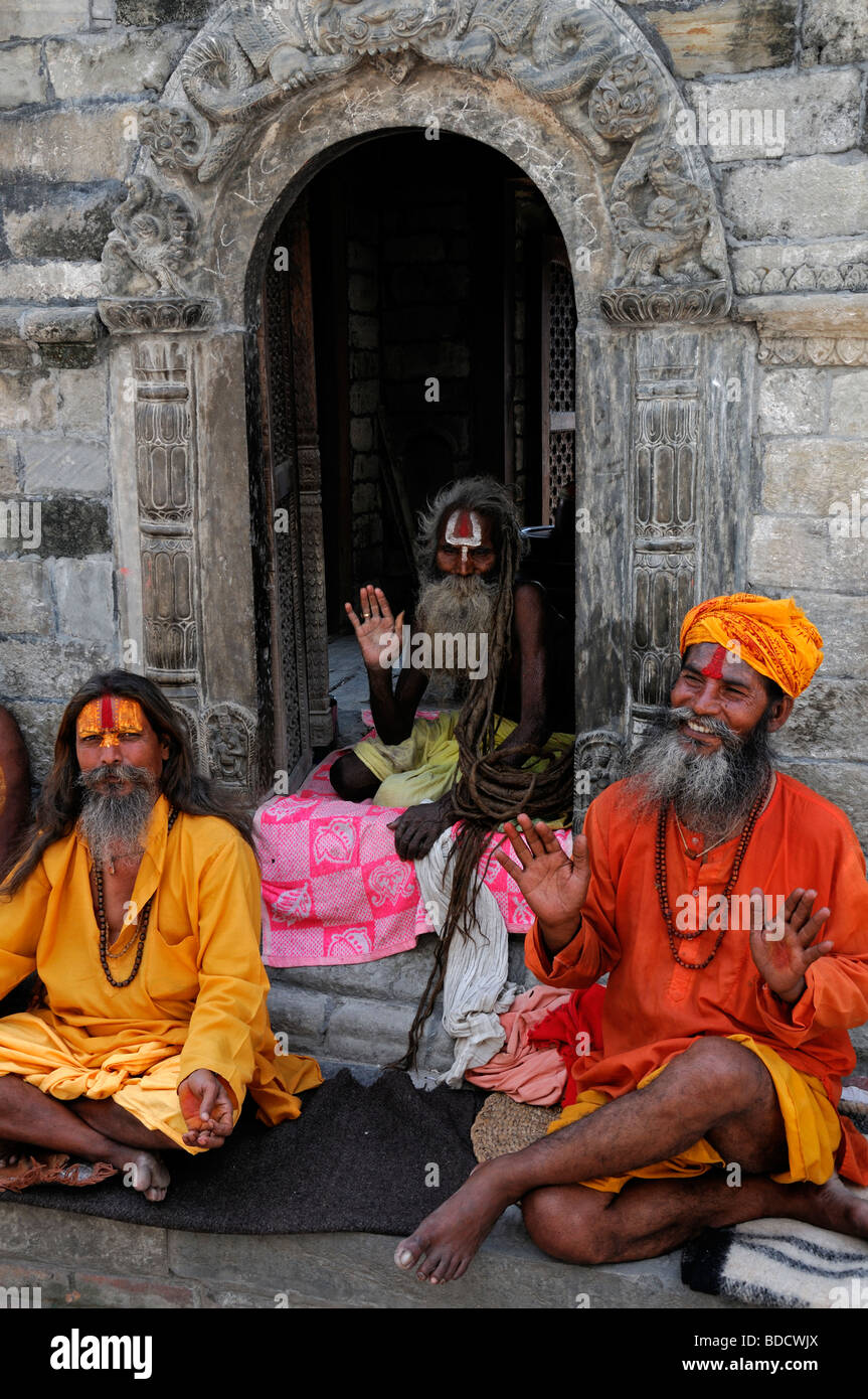 friendly Sadhu hindu hindi holy men covered painted traditional ash and ...
