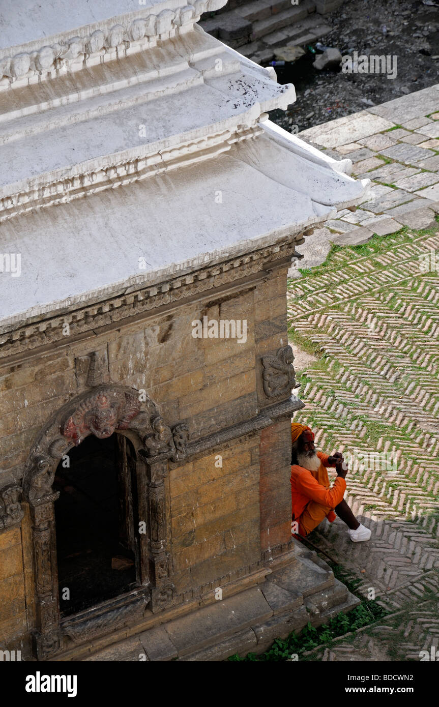 Pashupatinath Kathmandu Nepal sadhu holy man votive shrine chaitya ...