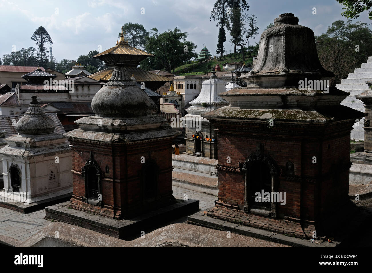 Pashupatinath Kathmandu Nepal line row of votive shrines chaityas ...