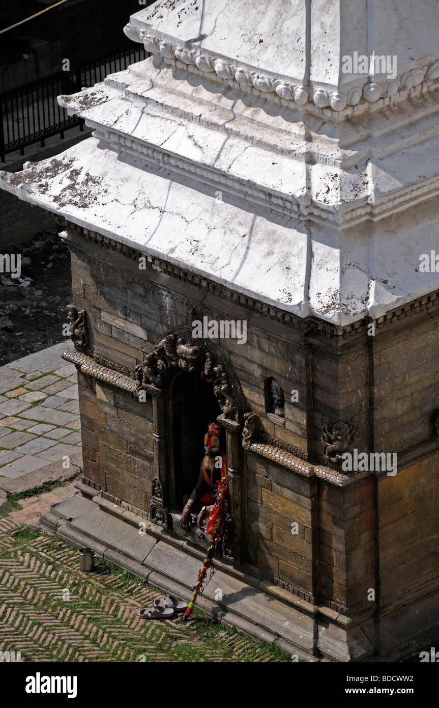 Pashupatinath Kathmandu Nepal sadhu holy man votive shrine chaitya ...