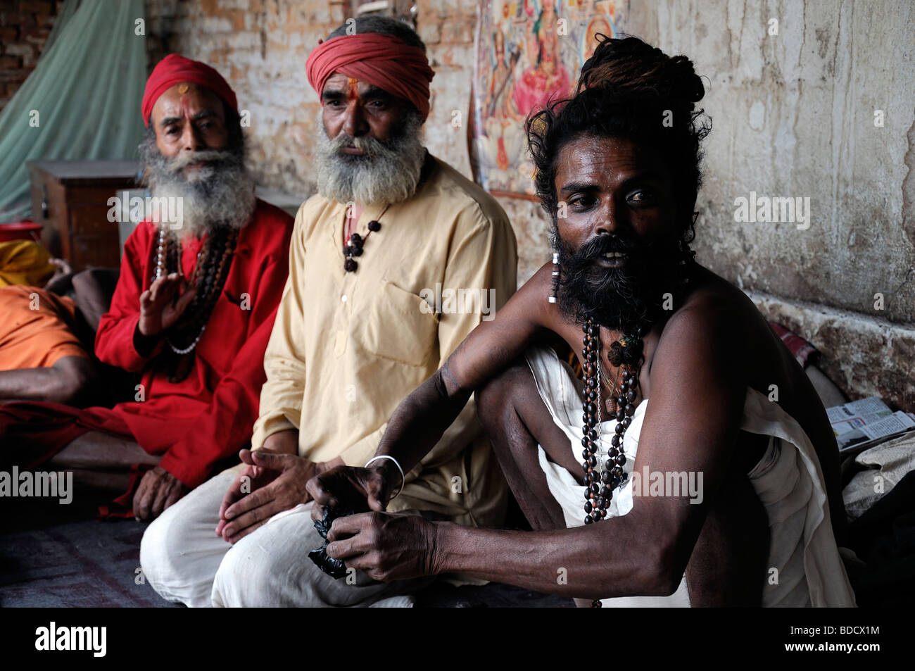 friendly Sadhu hindu hindi holy men covered painted traditional ash and ...