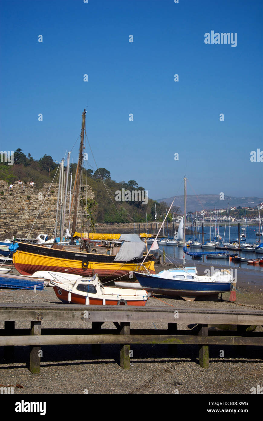 Conwy North Wales UK River Estuary Beach Quay Sailing Boats Dingies ...