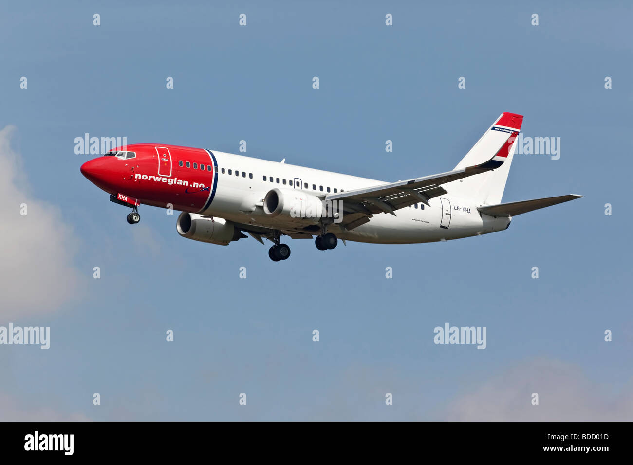 A Norwegian Boeing 737 series 300 aircraft on final approach Stock ...