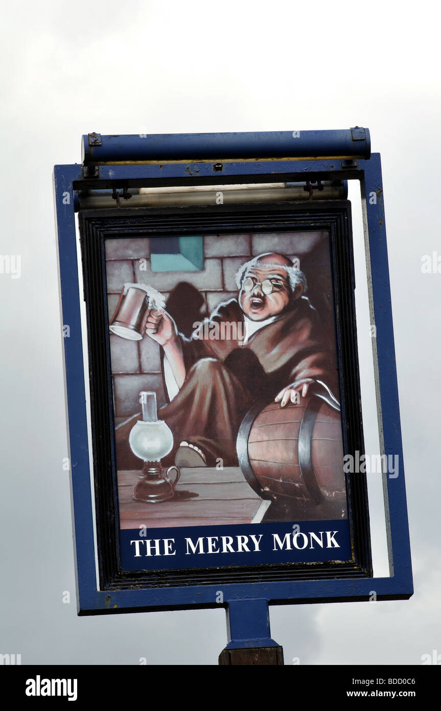 The Merry Monk pub sign, Brownsover, Rugby, Warwickshire, England, UK ...