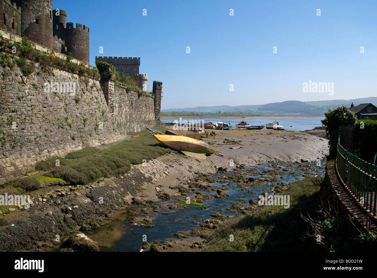 Conwy North Wales UK Castle Bridge River Estuary Stock Photo - Alamy