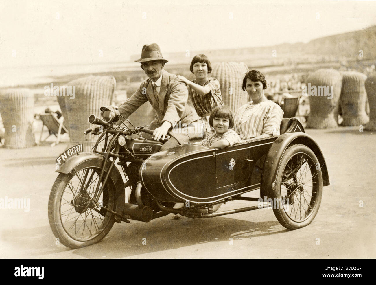 Family Riding Old Motorcycle Sidecar Stock Photos & Family Riding Old ...
