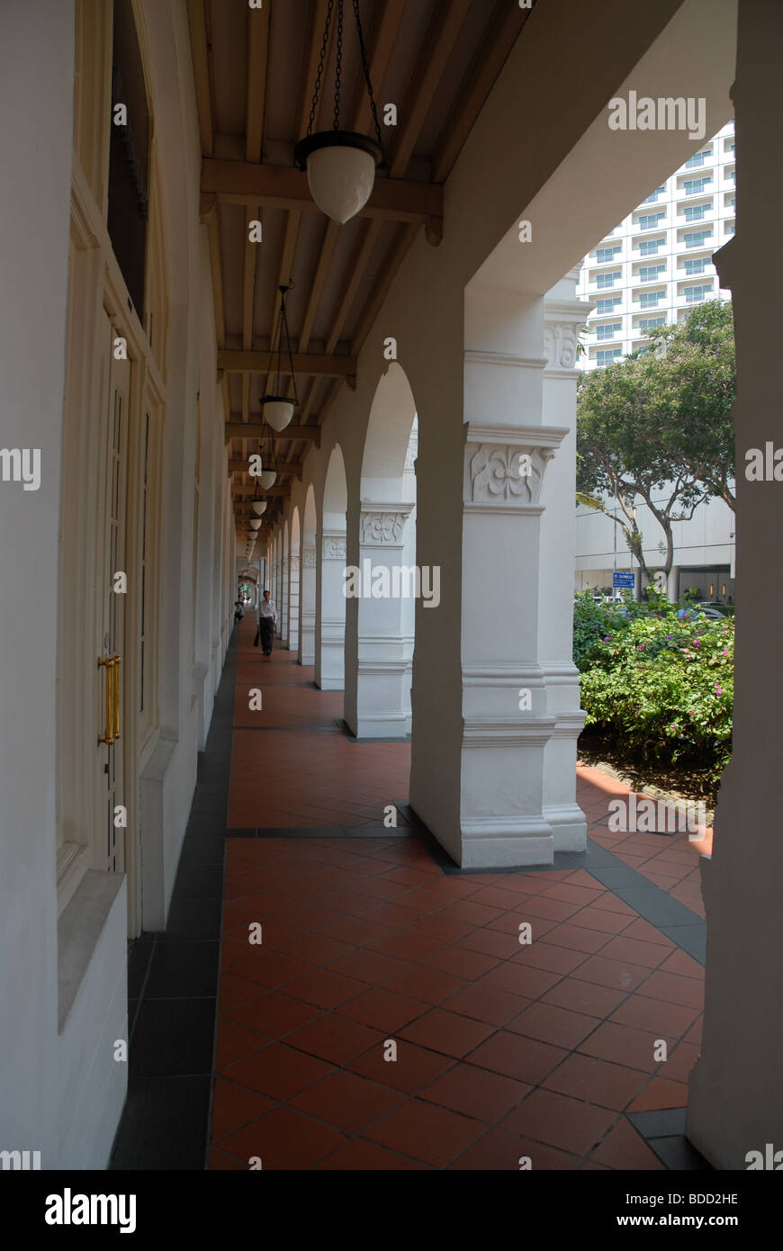 view down Cad's Alley, Raffles Hotel Arcade, Singapore Stock Photo - Alamy