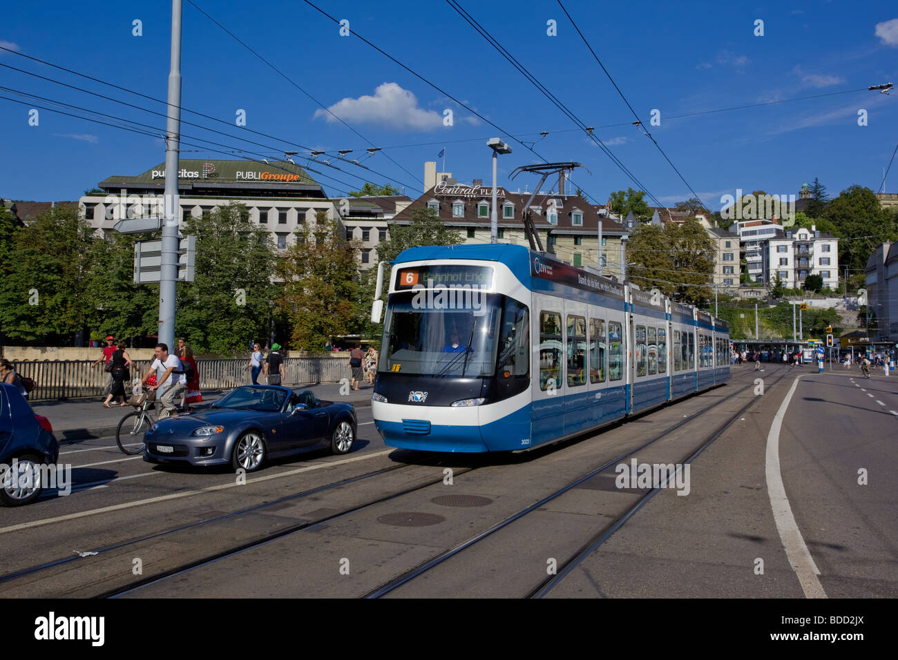 Modern Zurich Tram on the street, Switzerland Stock Photo - Alamy