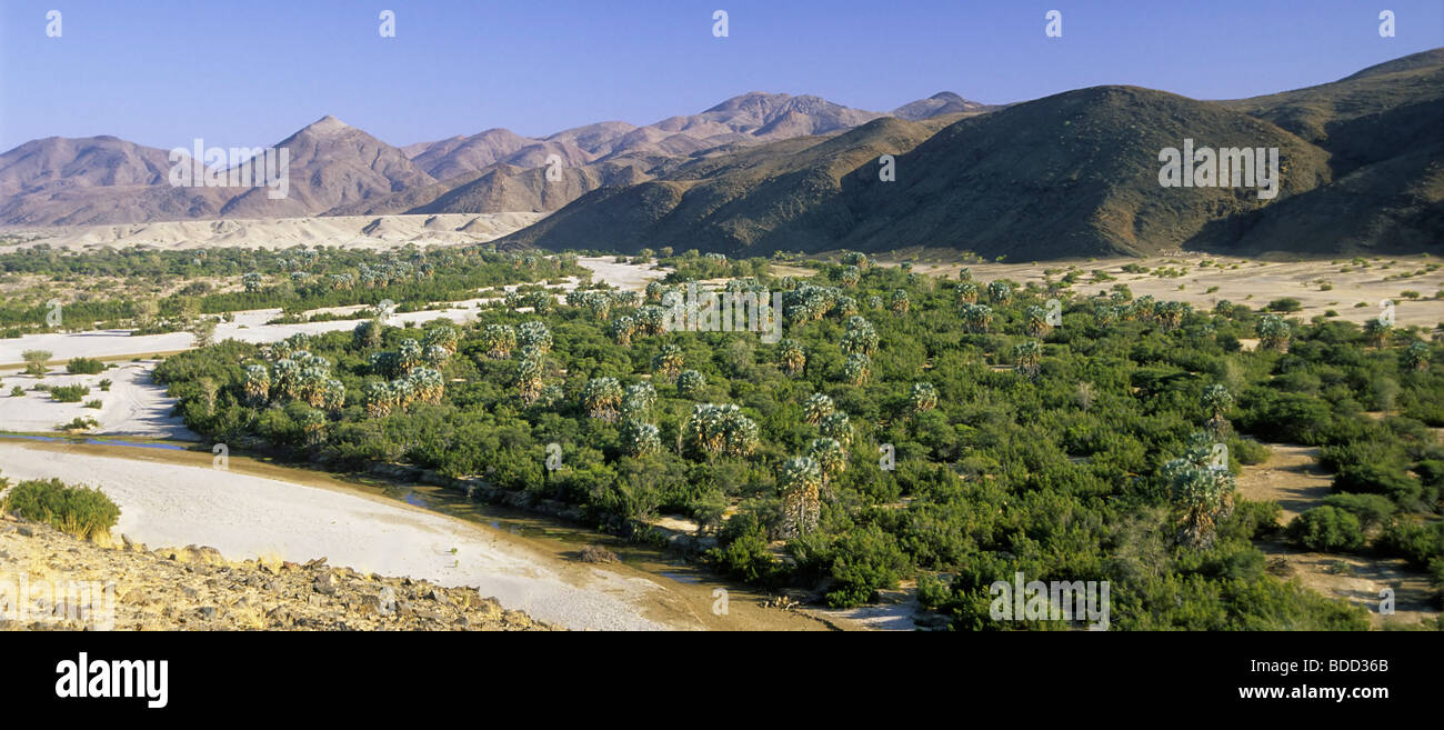 Landscape view of Puros and its oasis on the Hoarusib River in the ...