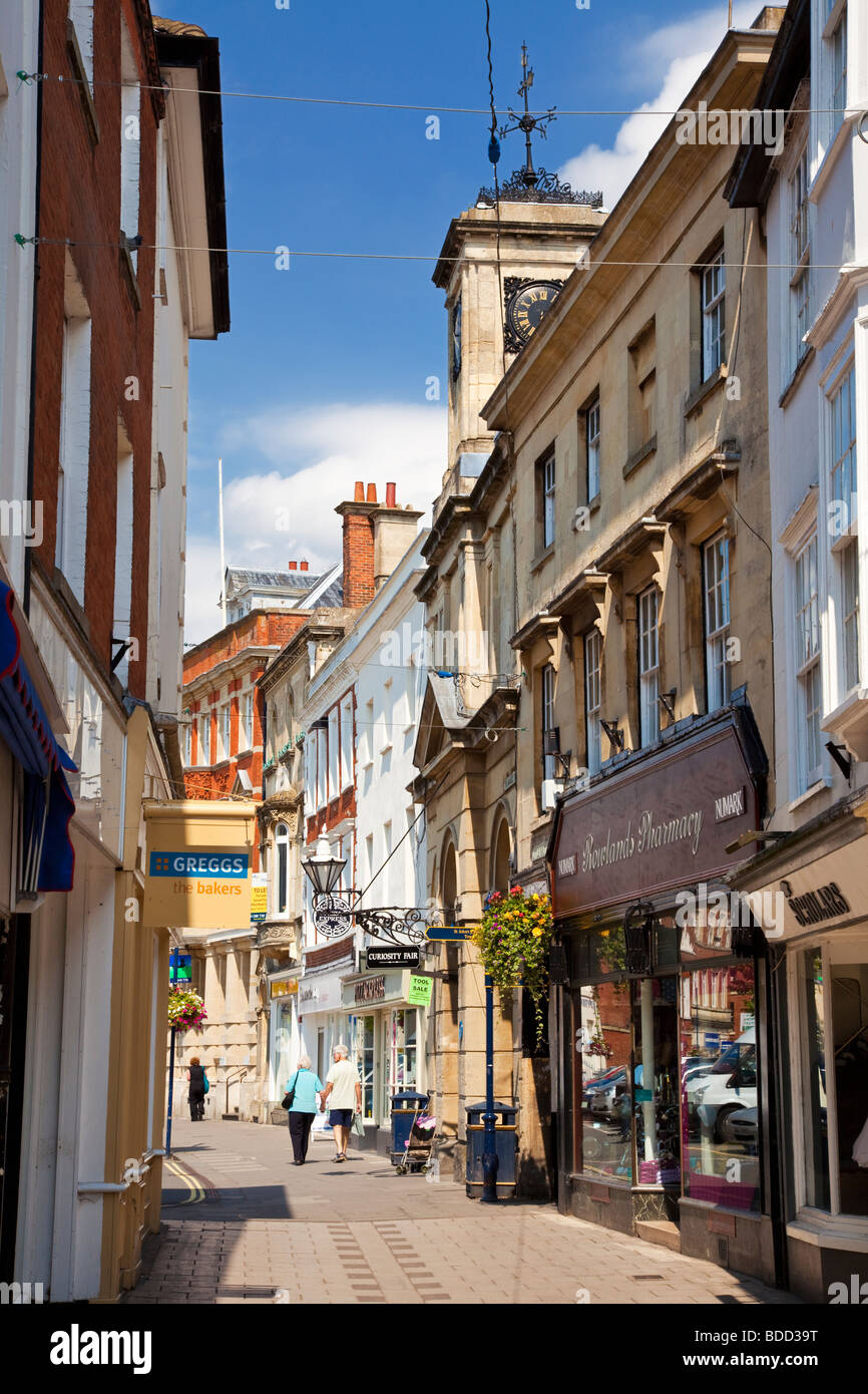 Devizes, Wiltshire - Small shopping street in the old town, England, UK ...