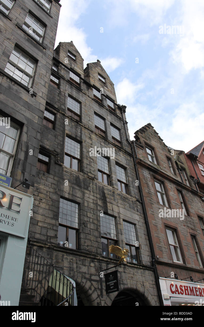 exterior of historic tenement building Royal Mile Edinburgh Scotland ...