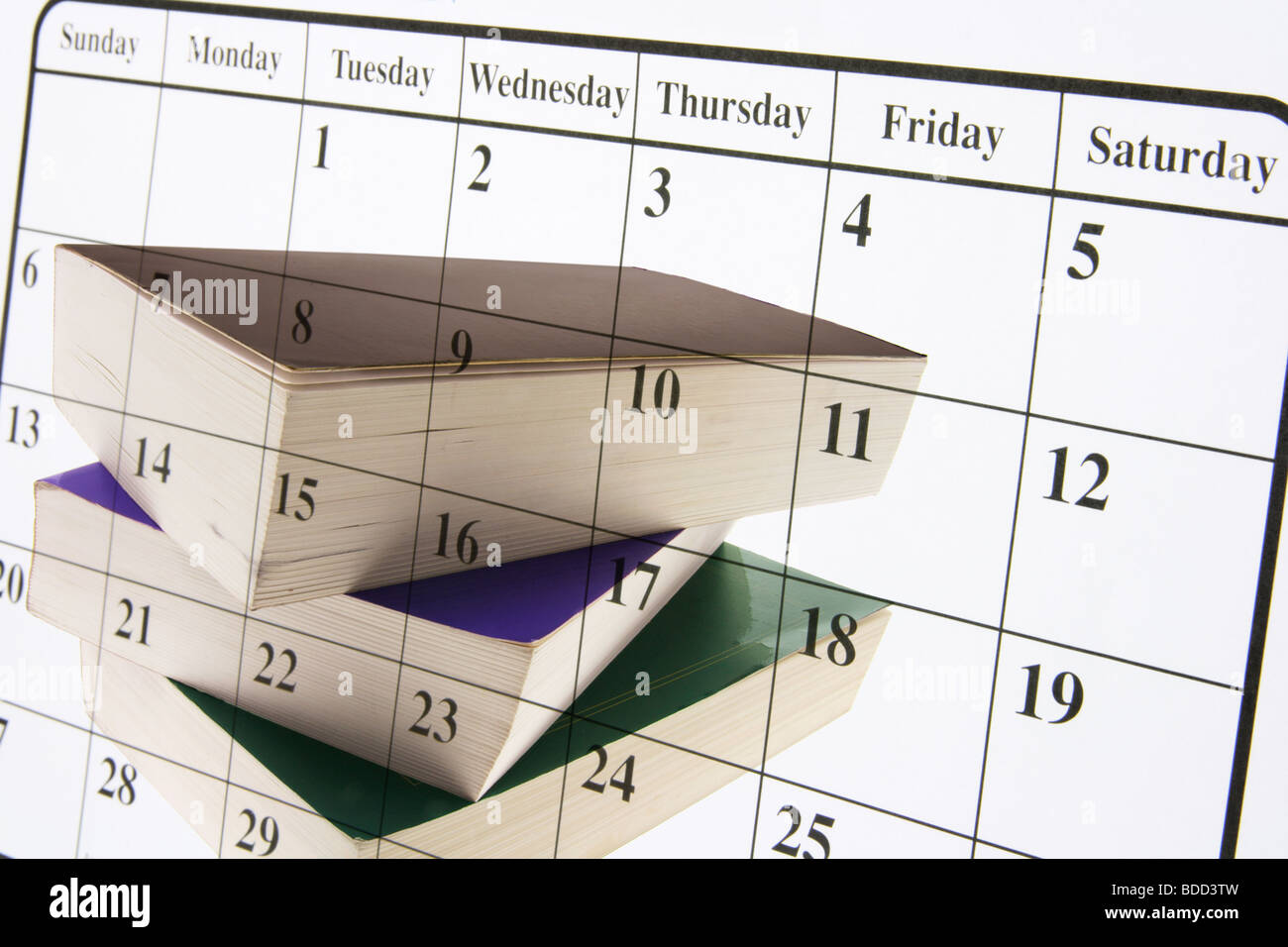 Calendar and Books Stock Photo - Alamy