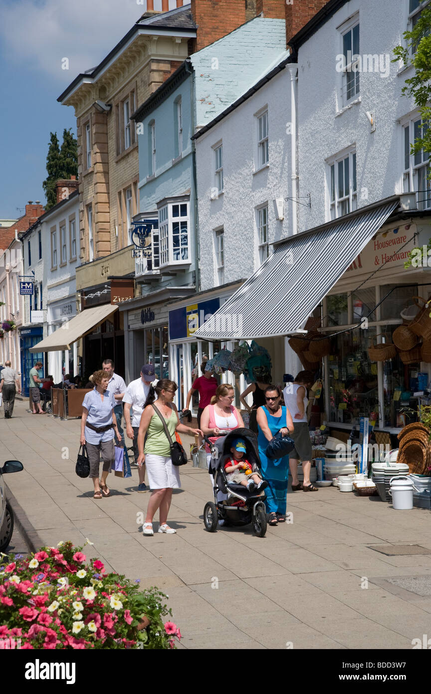 People shopping in the pretty market town of Market Harborough ...