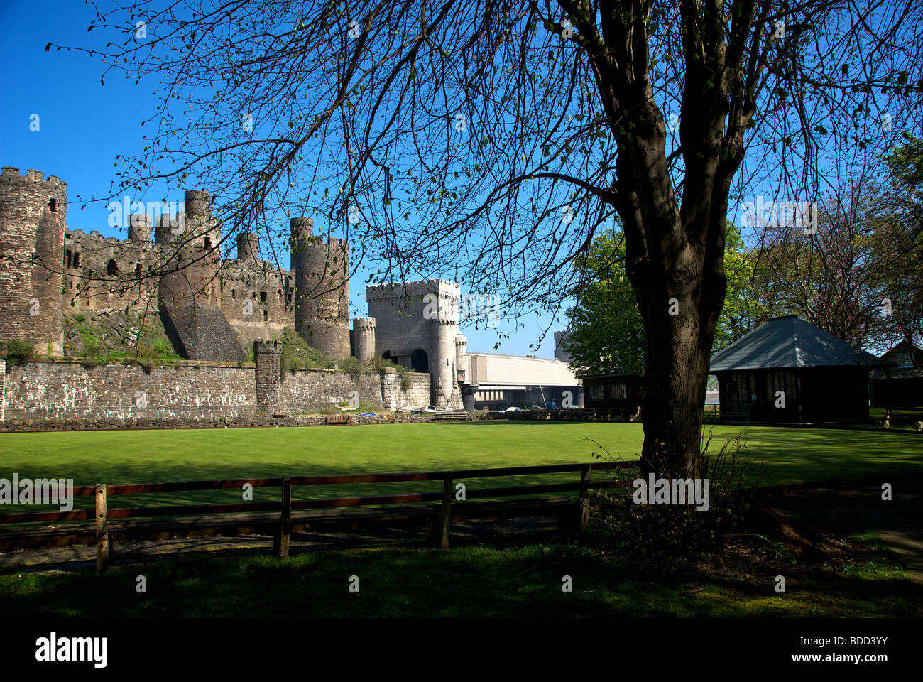 Conwy North Wales UK Castle Bridge River Estuary Park Stock Photo - Alamy