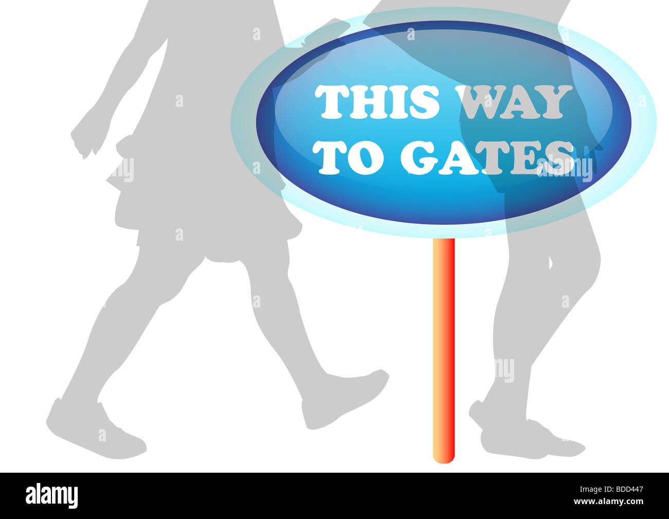 This Way To Gates sign Stock Photo - Alamy