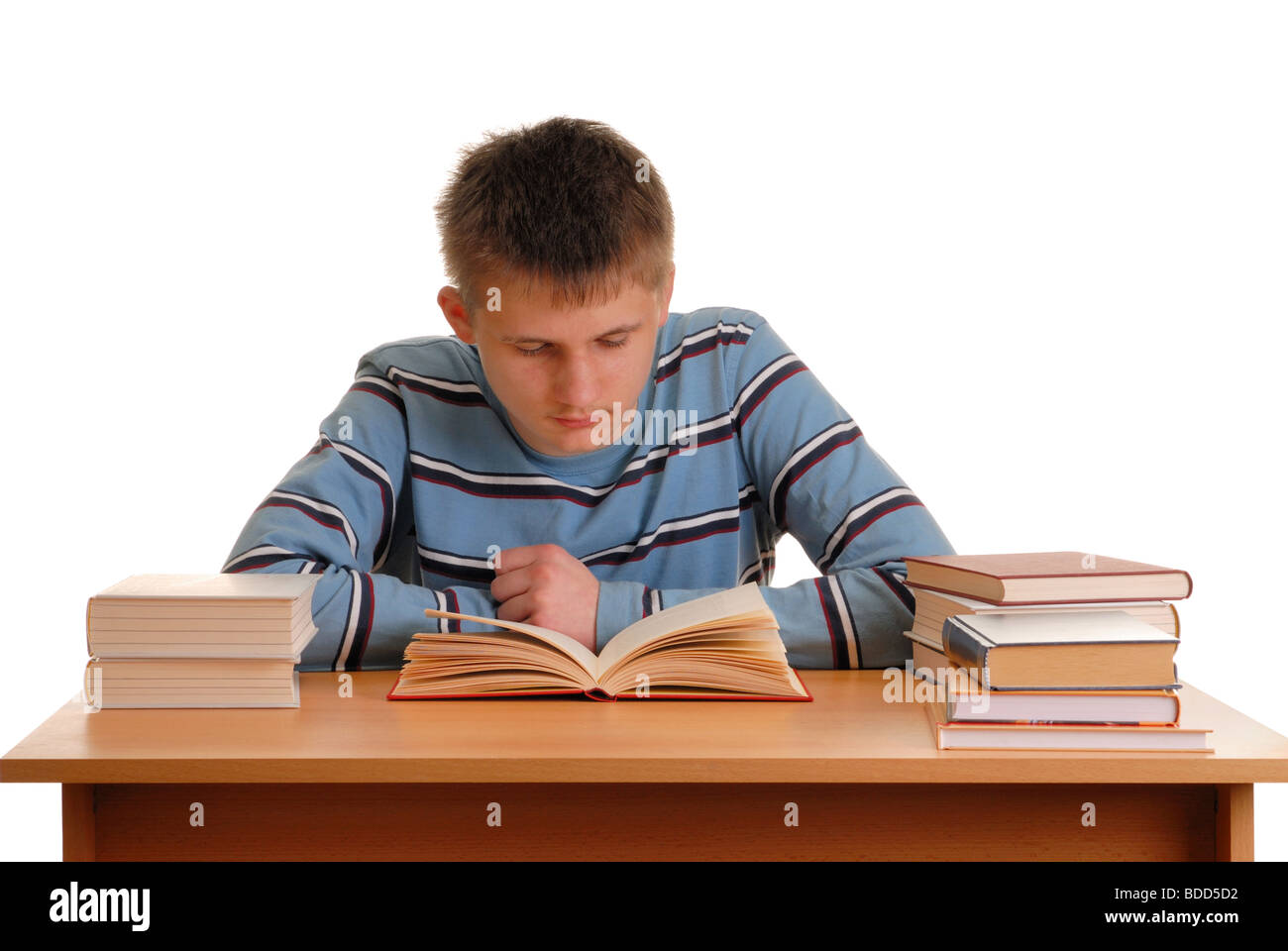 Boy in Library Stock Photo - Alamy