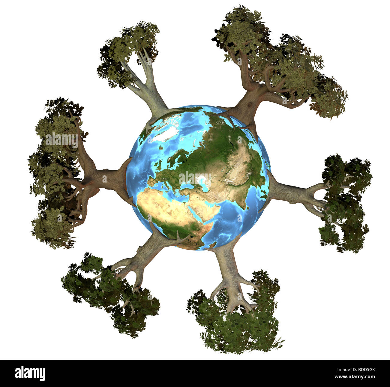 Earth with trees europe Stock Photo - Alamy