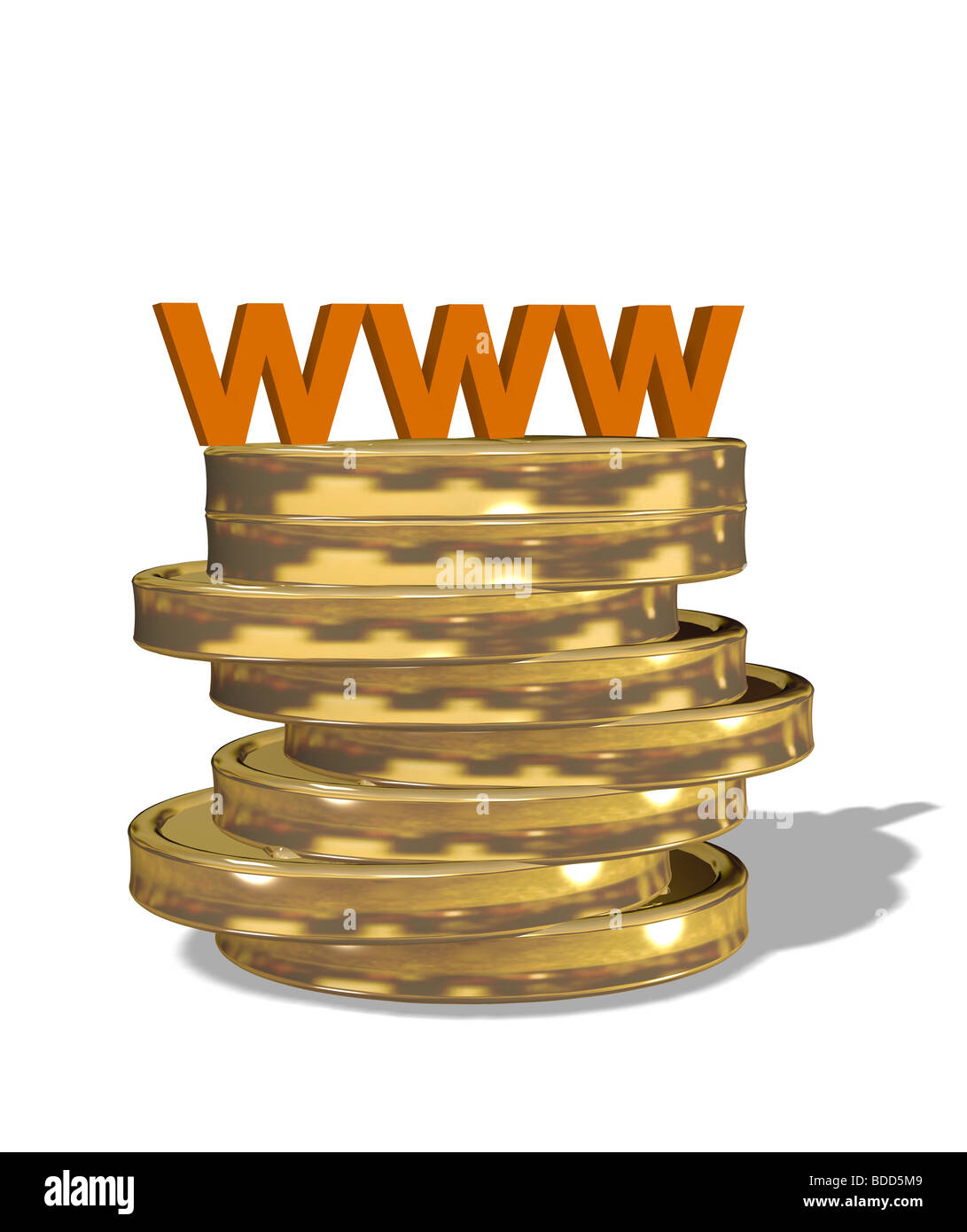 www sign on a stack of coins Stock Photo - Alamy