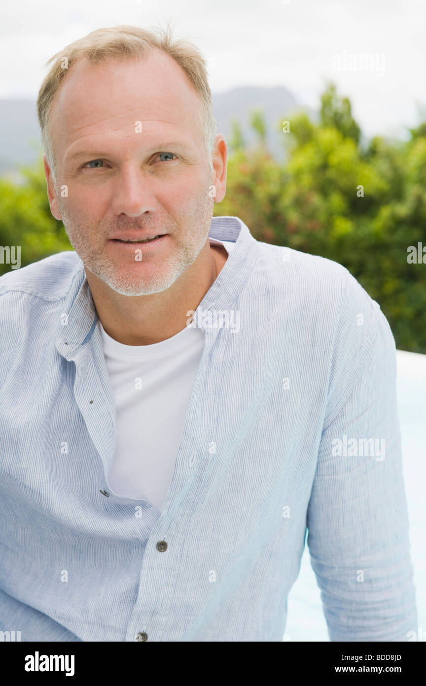Close-up of a man thinking Stock Photo - Alamy