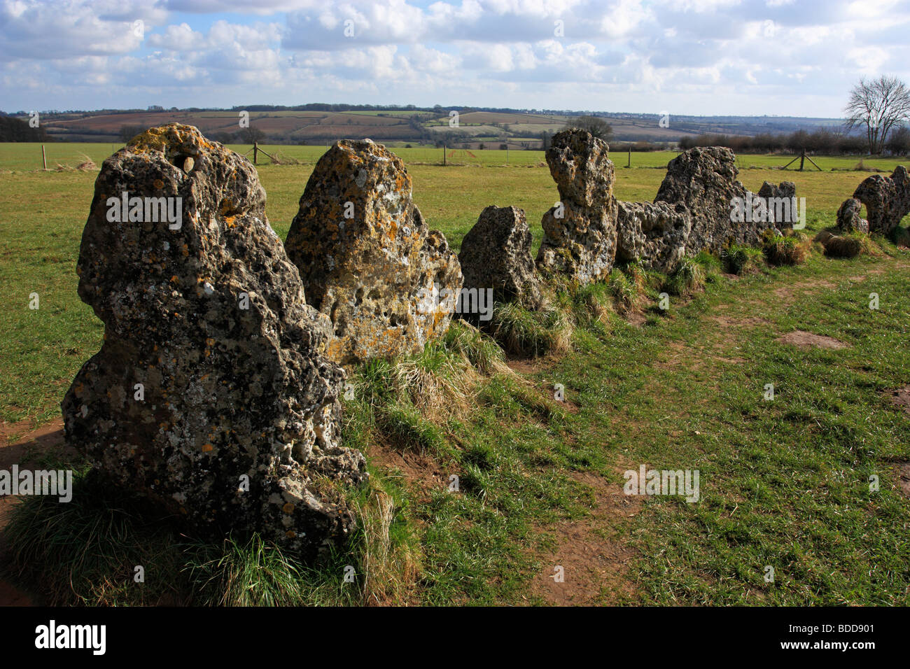 The Rollright stones, a megalithic stone circle in the Cotswolds Stock ...