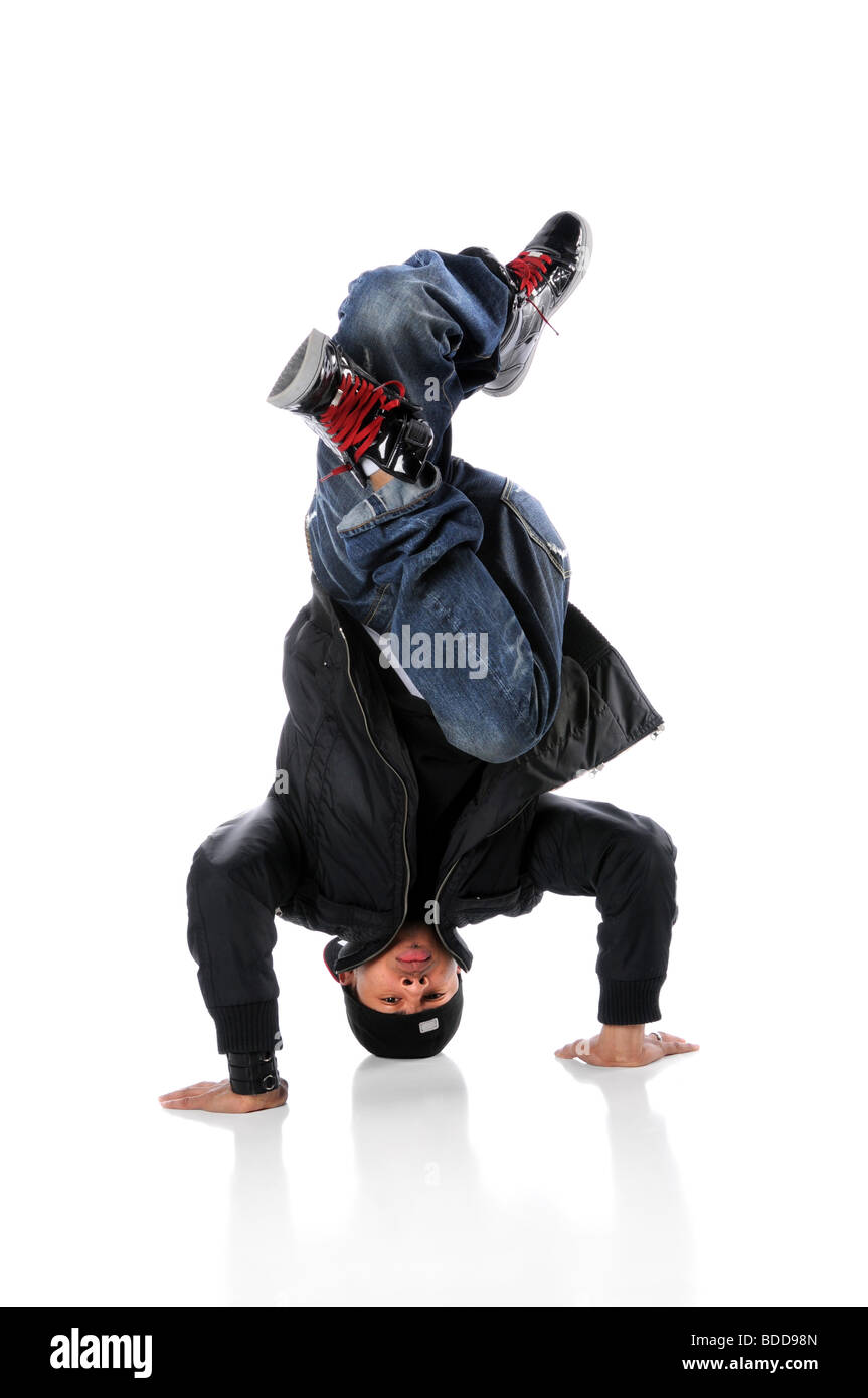 African American hip hop dancer performing a head stand Stock Photo - Alamy