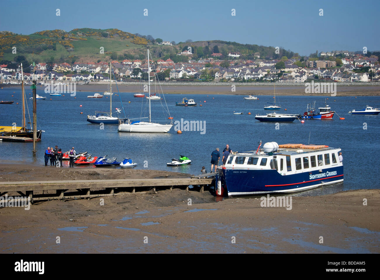 Conwy North Wales UK River Estuary Beach Jetty Trip Boat Stock Photo ...