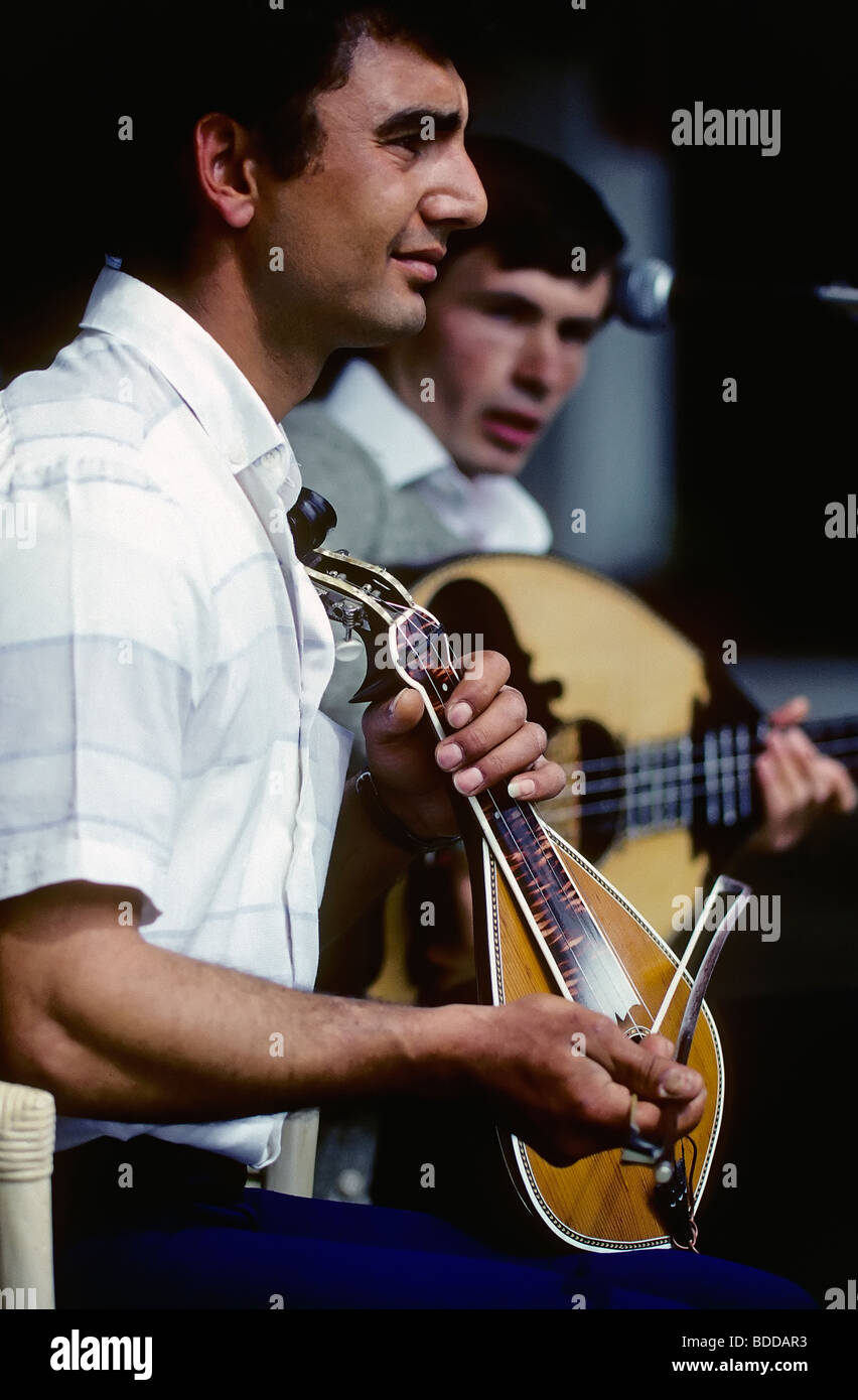 Musician playing traditional Cretan string instrument, Lyra, Crete ...