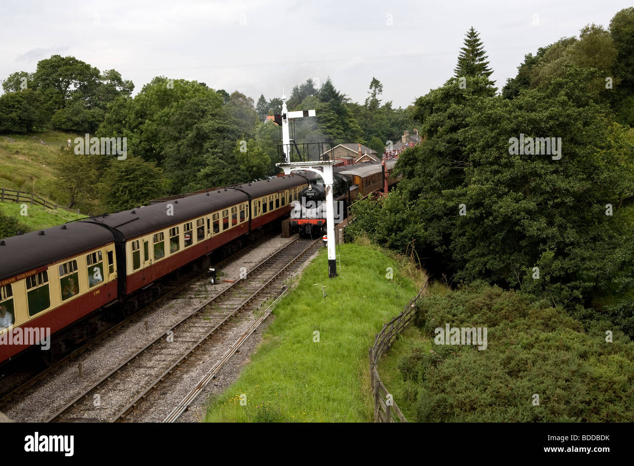 old style steam engine train, Yorkshire, UK Stock Photo - Alamy