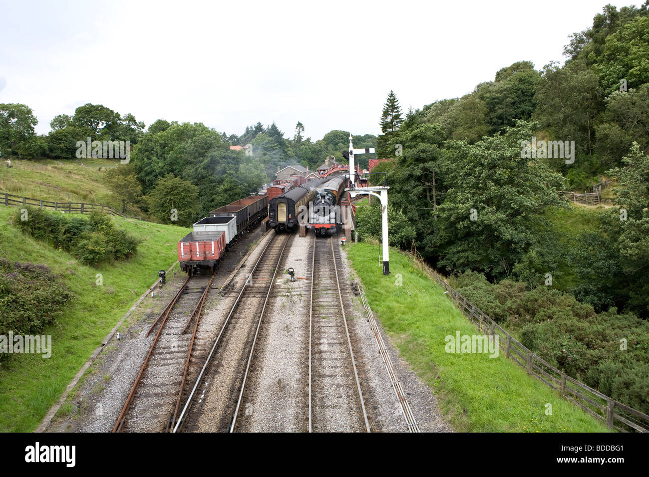 old style steam engine train, Yorkshire, UK Stock Photo - Alamy