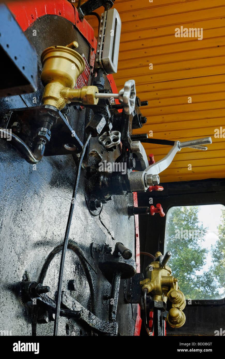 Inside of the cabin of the retro steam locomotive Stock Photo - Alamy