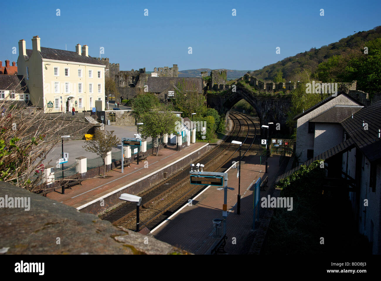Conwy North Wales UK Castle Station Rails Platform Bridge Stock Photo ...