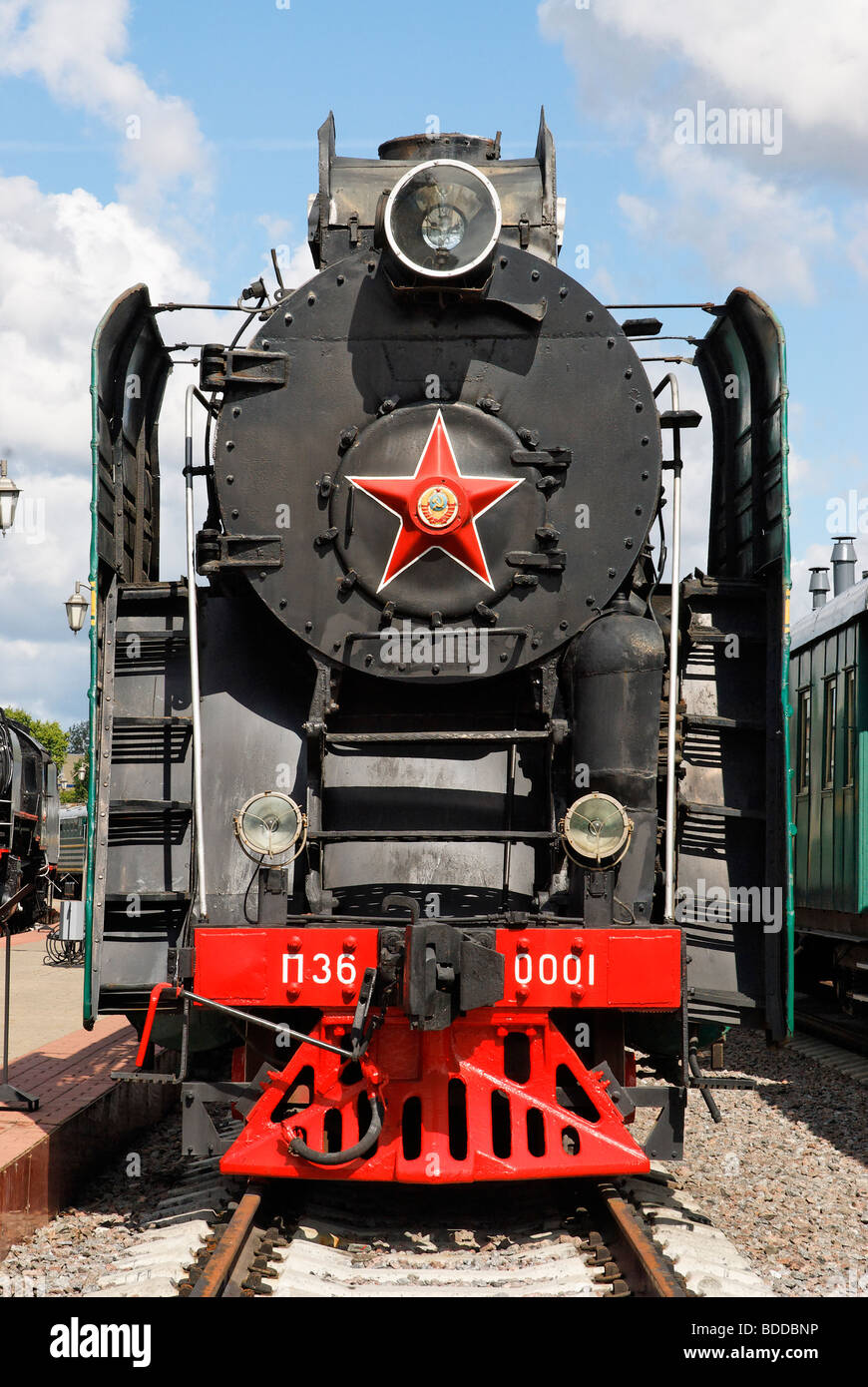 Front view of the Soviet steam locomotive P36-0001. Built in 1950 Stock ...
