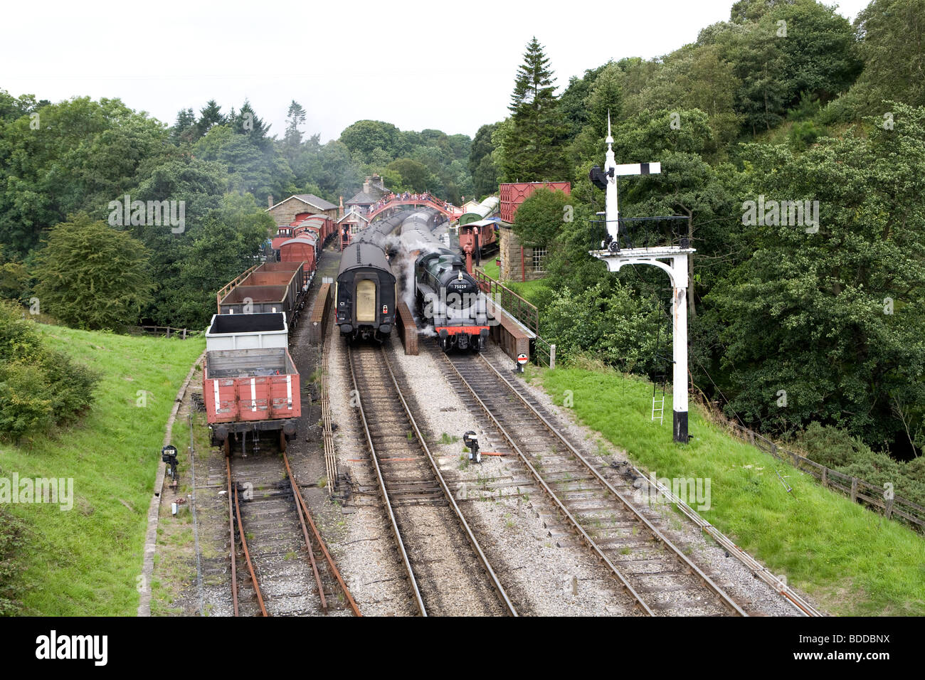 old style steam engine train, Yorkshire, UK Stock Photo - Alamy