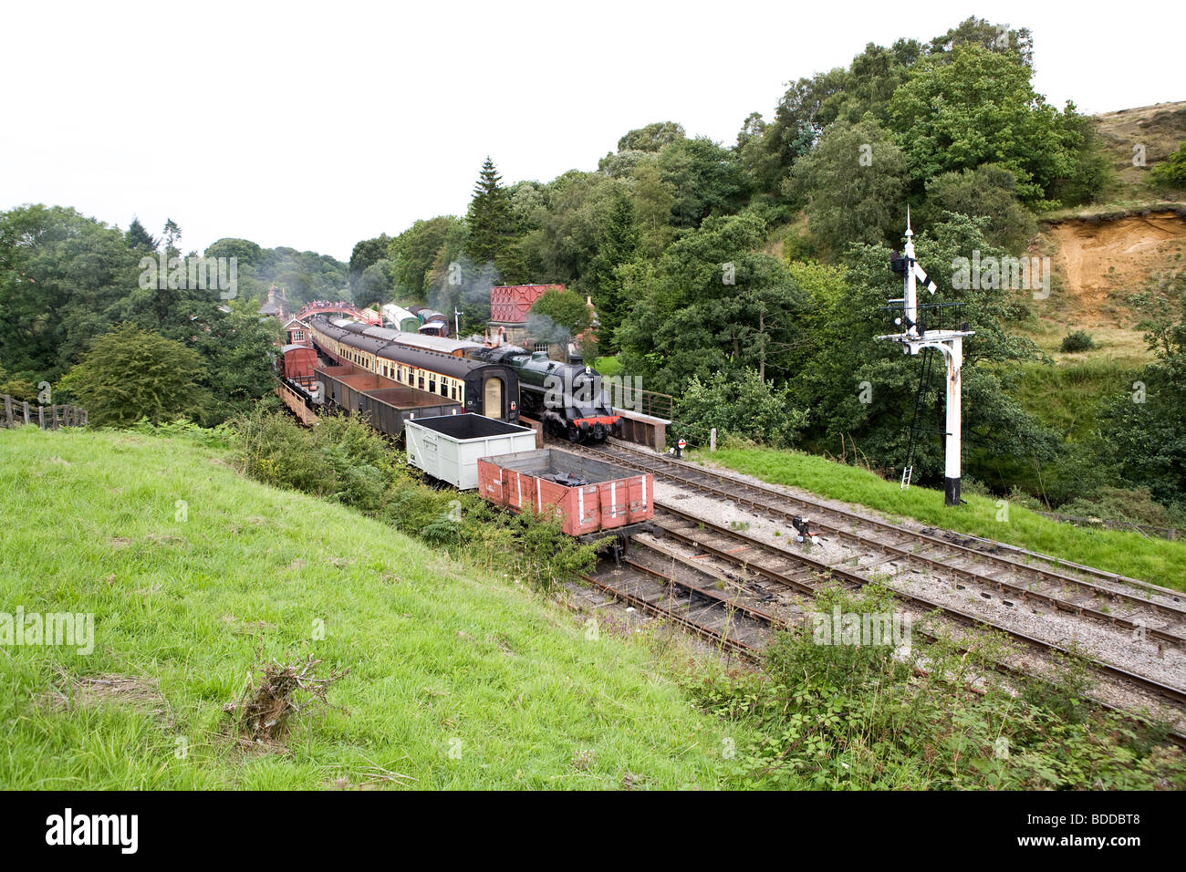 old style steam engine train, Yorkshire, UK Stock Photo - Alamy