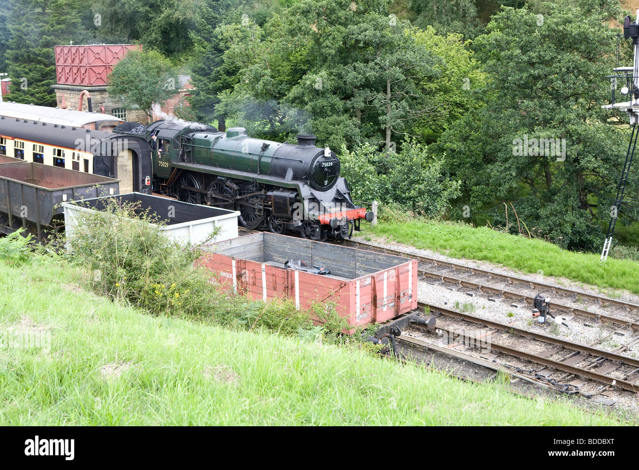 old style steam engine train, Yorkshire, UK Stock Photo - Alamy