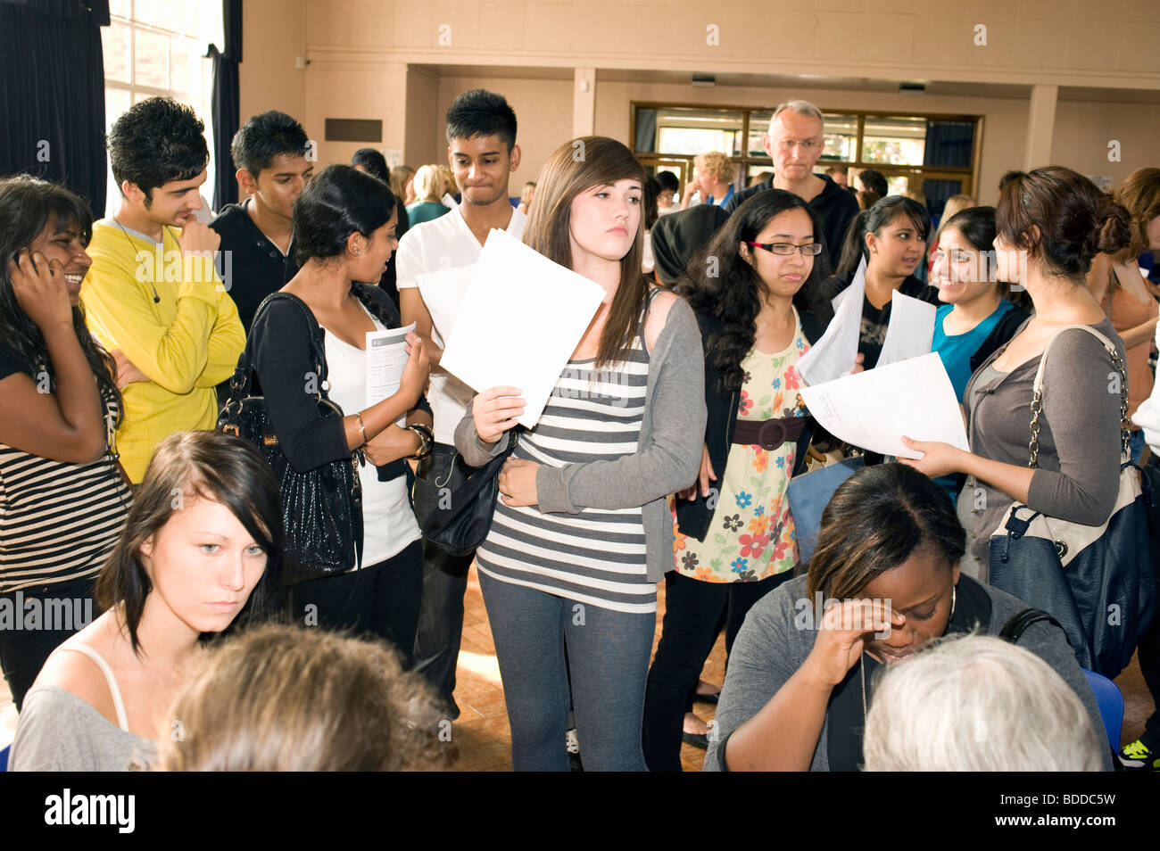 Students collecting their GCSE A Level exam results from their sixth ...