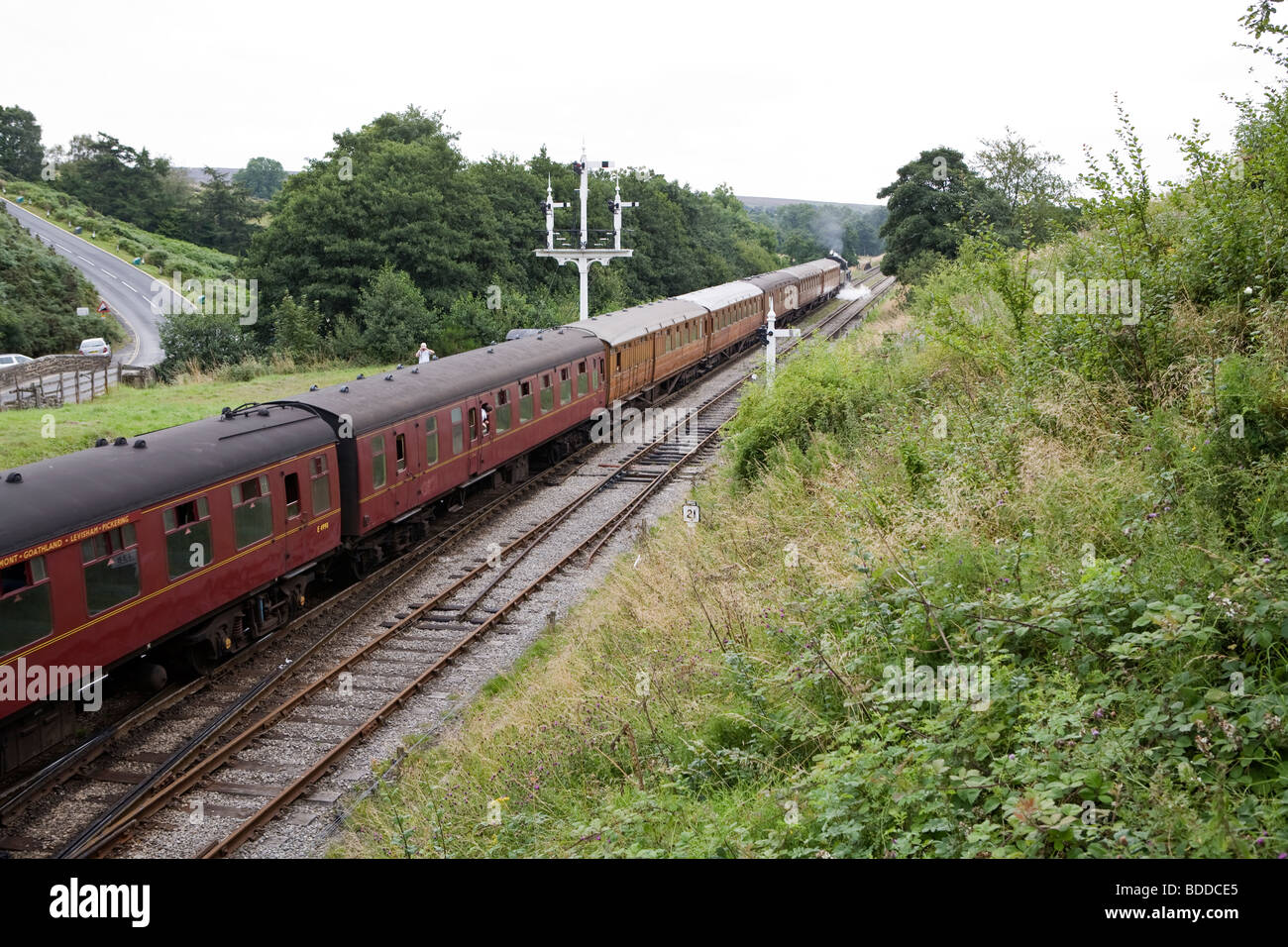 old style steam engine train, Yorkshire, UK Stock Photo - Alamy