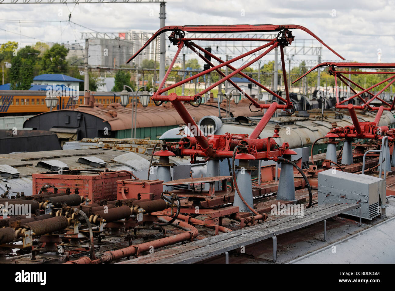 Pantograph of electric train Stock Photo - Alamy