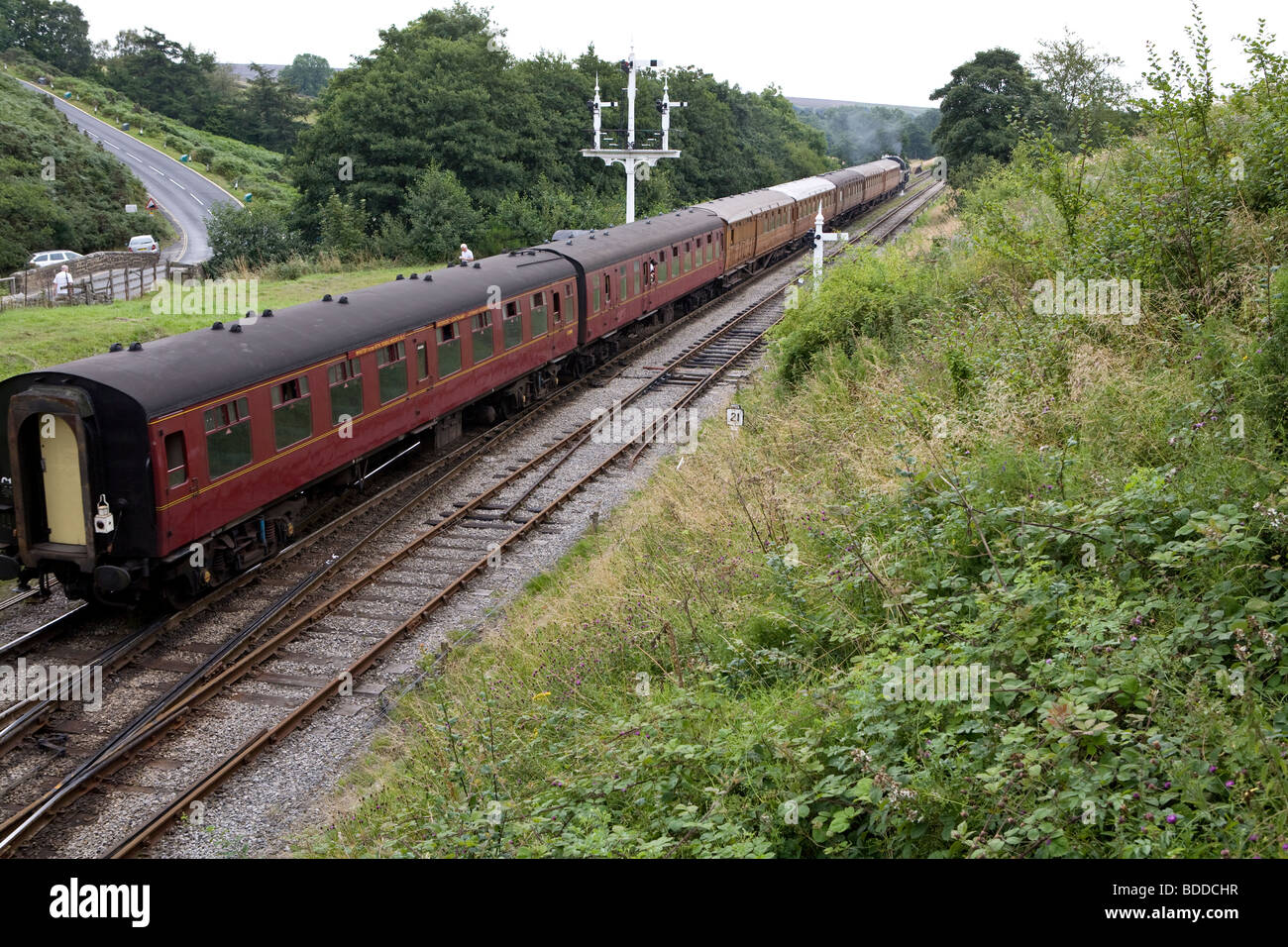 old style steam engine train, Yorkshire, UK Stock Photo - Alamy