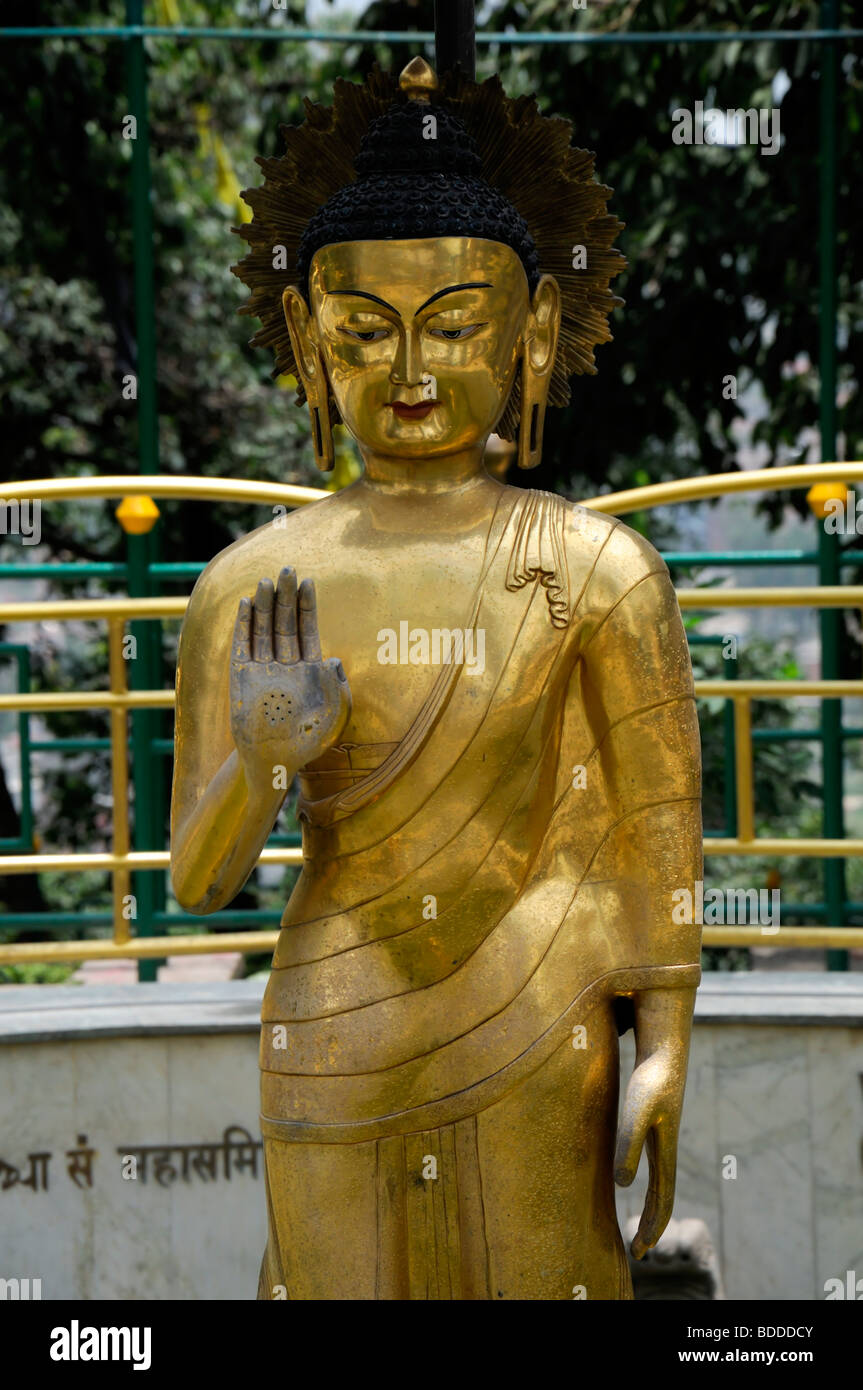 golden statue Swayambhunath Buddhist stupa temple Asia Nepal Kathmandu ...
