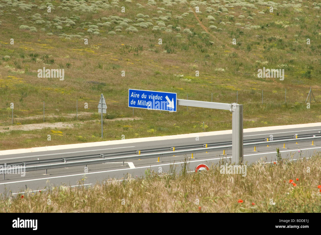 A75 Auto route exit sign Millau France Stock Photo - Alamy