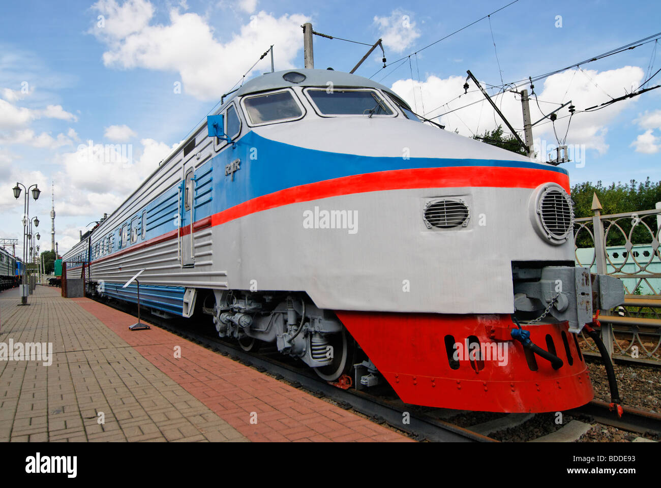 Russian high speed electric train ER200. Built in Riga 1989 Stock Photo ...