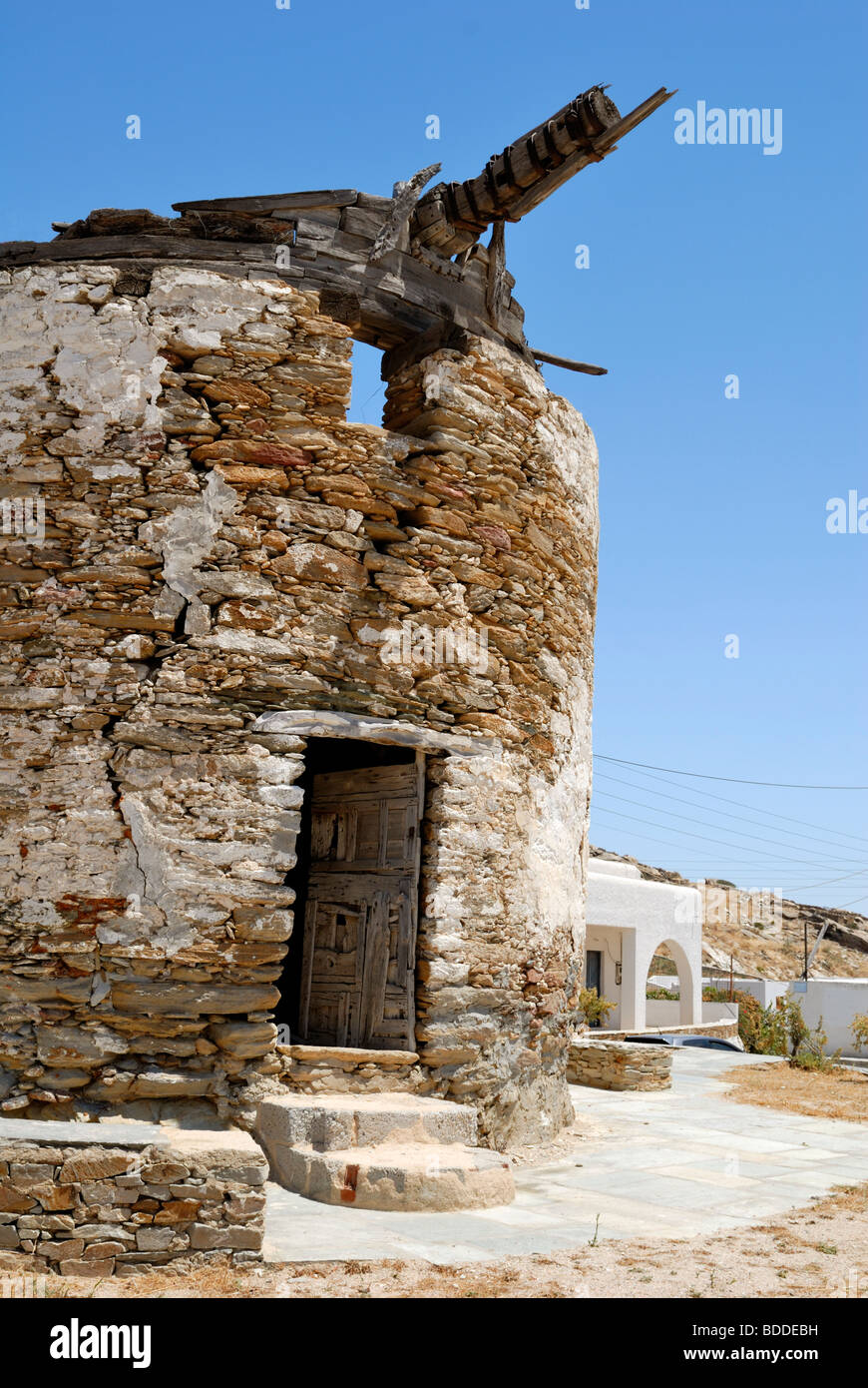 An old windmill is almost falling down in the Windmill Square in the ...