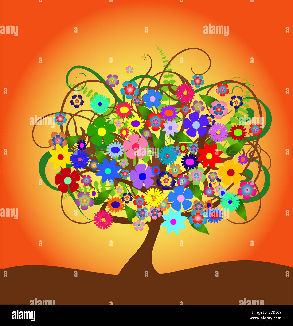 a illustration of a colorful abstract flower tree Stock Photo - Alamy